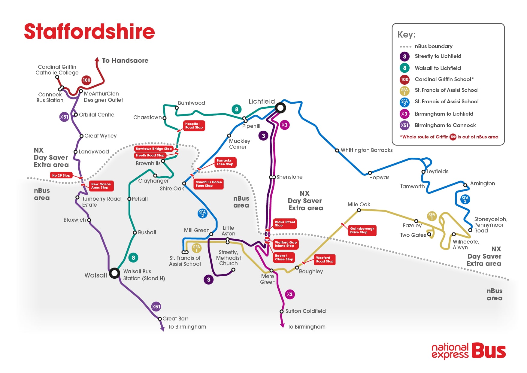 Our operating area | NX Bus West Midlands