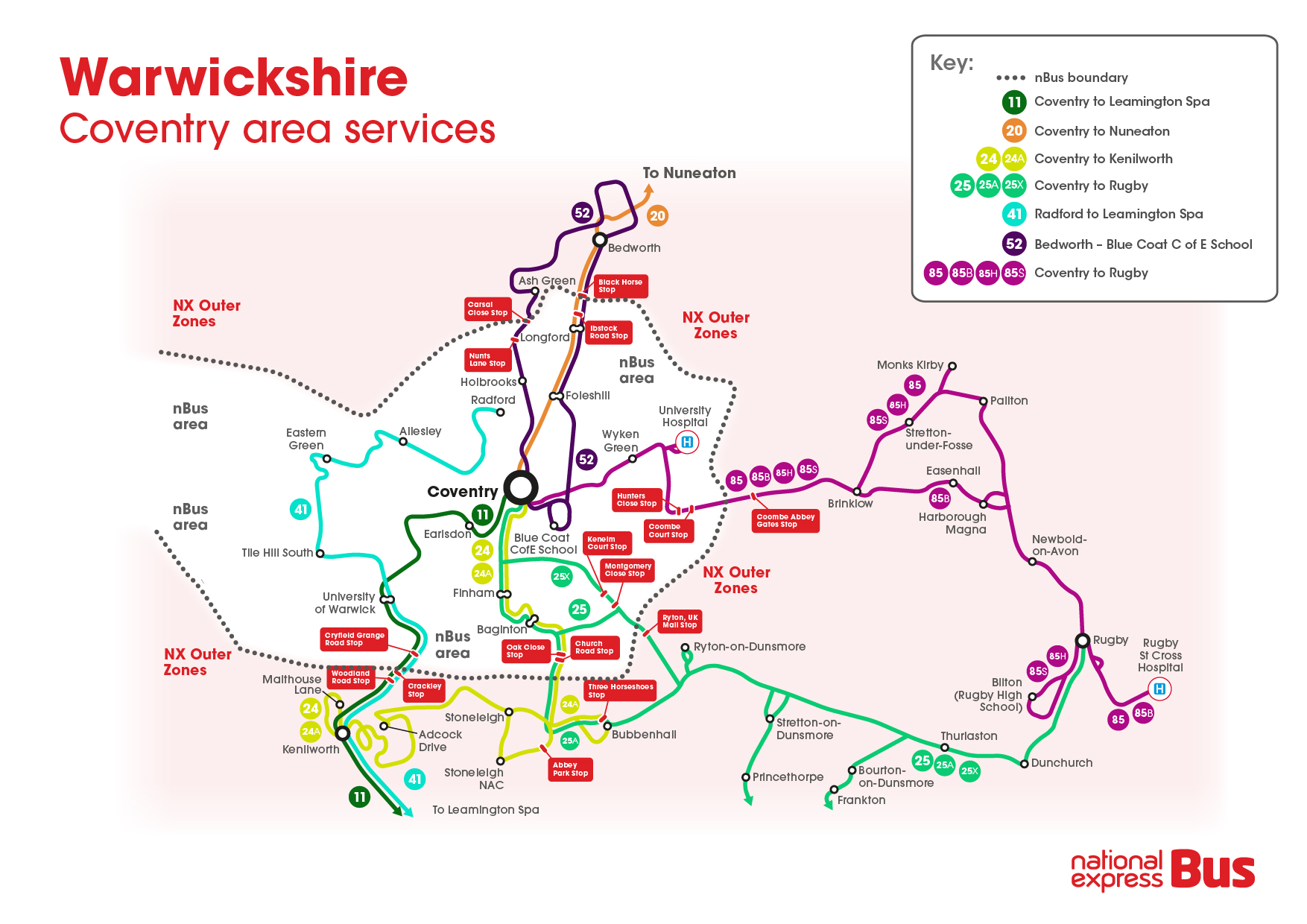 Our operating area | NX Bus West Midlands